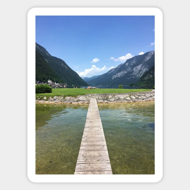 Aesthetic Lake in Hallstatt, Austria - Summer - Sticker | TeePublic