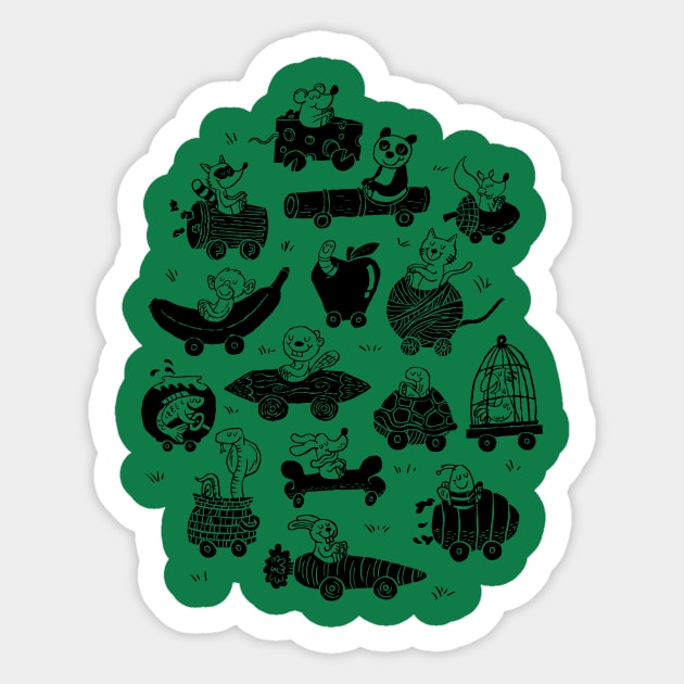 Critter Cars - Animals - Sticker | TeePublic