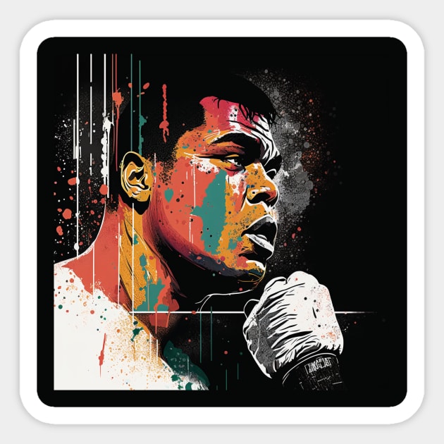 Muhammad Ali illustration artwork - Muhammad Ali In Memorial - Sticker ...