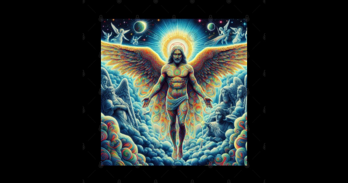 Trippy Jesus angel - Christianity - Sticker | TeePublic