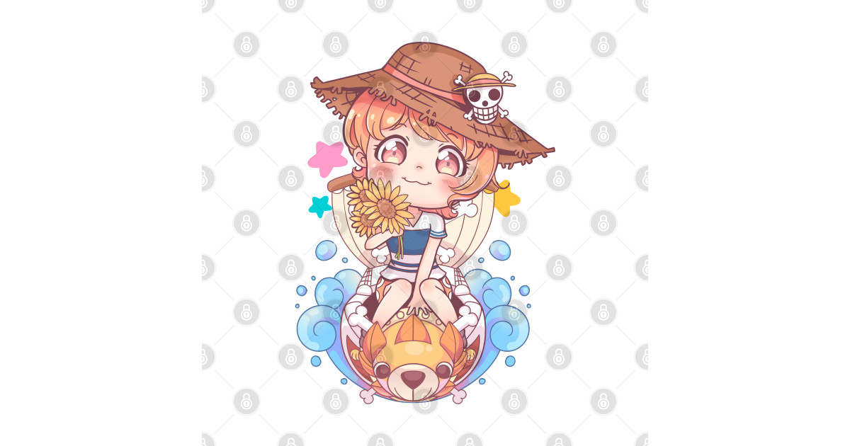 Cute Chibi Nami Straw Hat Pirate Girl from One Piece - Nami - T-Shirt ...