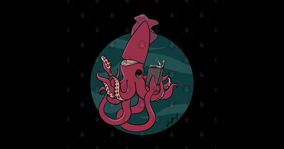 Squid Reading - Squid - Sticker | TeePublic