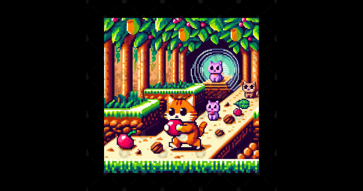 pixel cat game art - Pixel Cat - Sticker | TeePublic