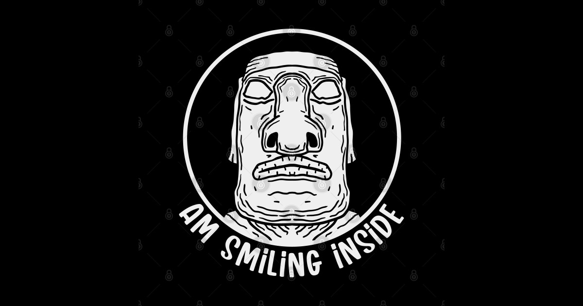 Smiling Moai Mono - Moai - Sticker | TeePublic