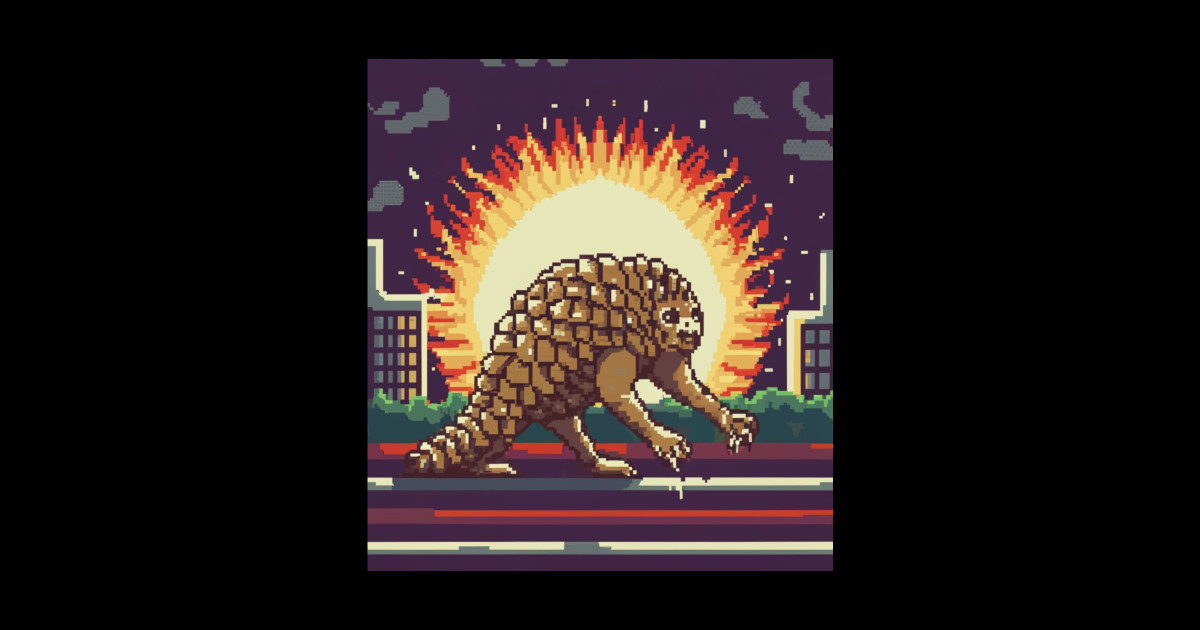 pixel art Pangolin with a bright sun - Pixel Art - Posters and Art ...
