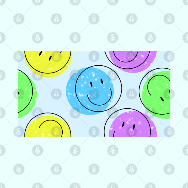 Smiley Face Pattern (Blue Background) - Smiley Face - Tapestry | TeePublic