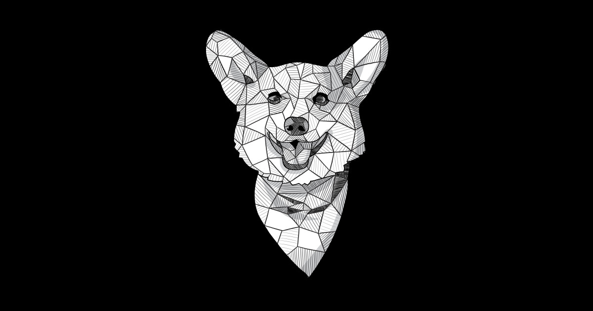 Happy Corgi Geometric Sketch - Corgi - Sticker | TeePublic