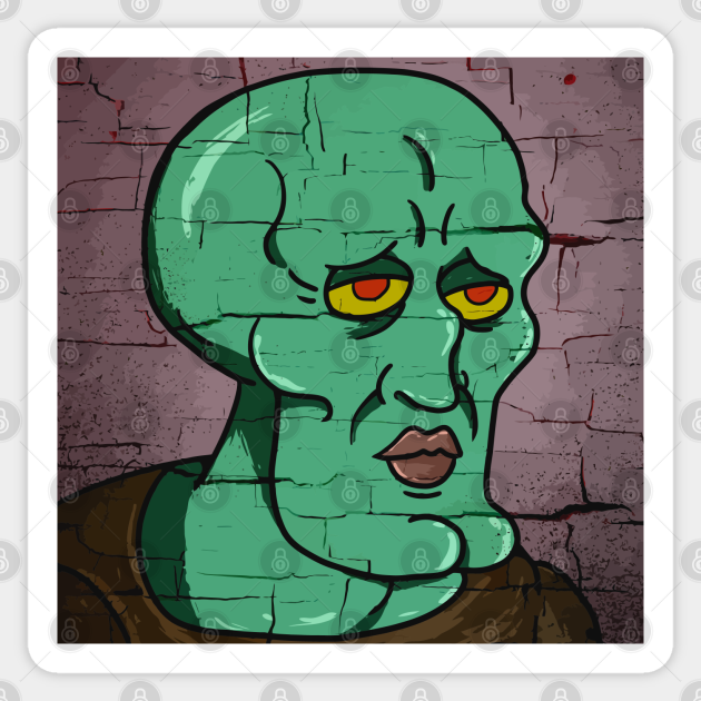 Handsome Squidward Distressed Style Vector Draw - Handsome Squidward ...