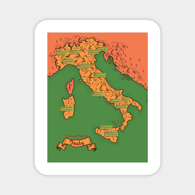 Vintage Italian map - Retro Italian Map - Magnet | TeePublic