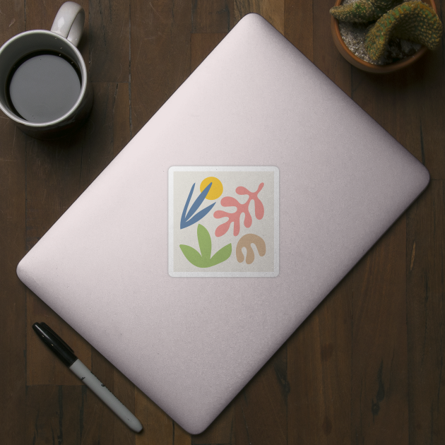 Sun and Leaves - Abstract - Sticker | TeePublic