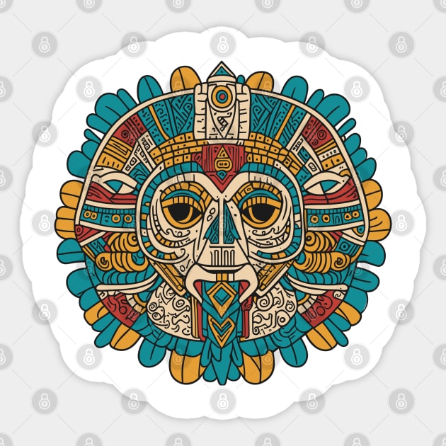 Mayan Symbols Artwork - Mayan Mask - Sticker | TeePublic