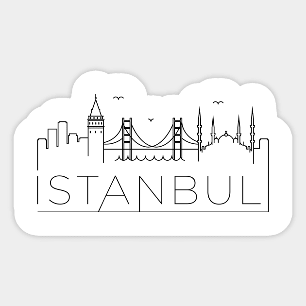 Istanbul Minimal Skyline - Istanbul - Sticker | TeePublic