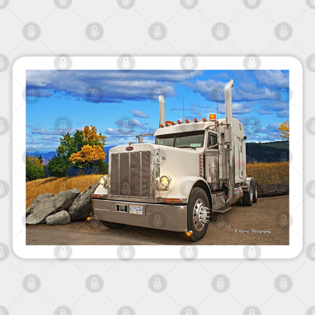 White Peterbilt on the Hills - Big Rigs - Sticker | TeePublic
