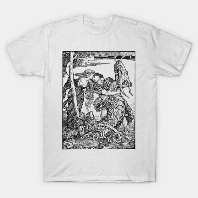 Pre-raphaelite kiss and dragon - Pre Raphaelite Kiss - T-Shirt | TeePublic