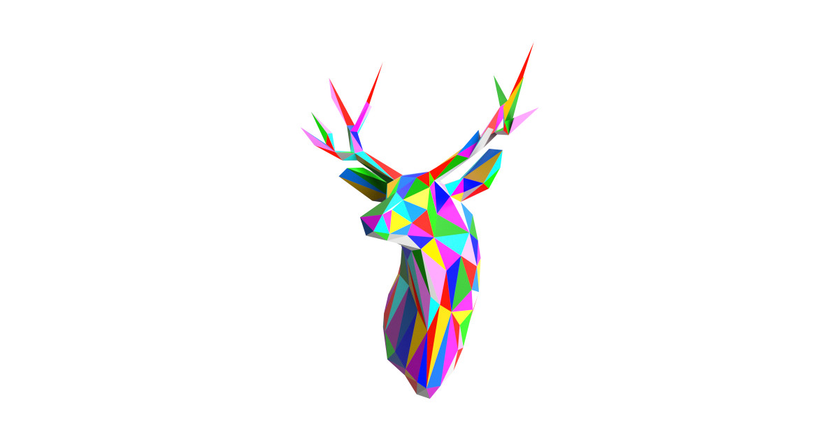 Coloured Faceted Stag Trophy Head - Stag - T-Shirt | TeePublic