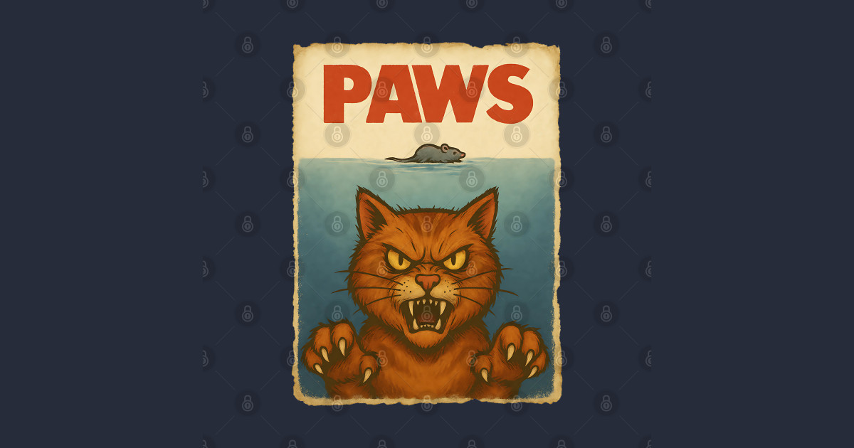PAWS - Angry Cat Movie Parody Poster - Pawsposter - T-Shirt | TeePublic