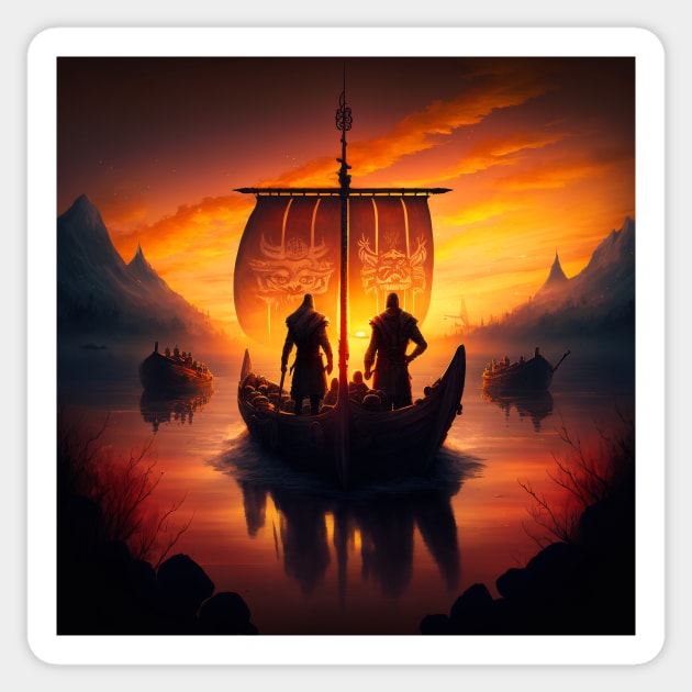 Valheim Vikings Into the Sunset - Vikings - Sticker | TeePublic