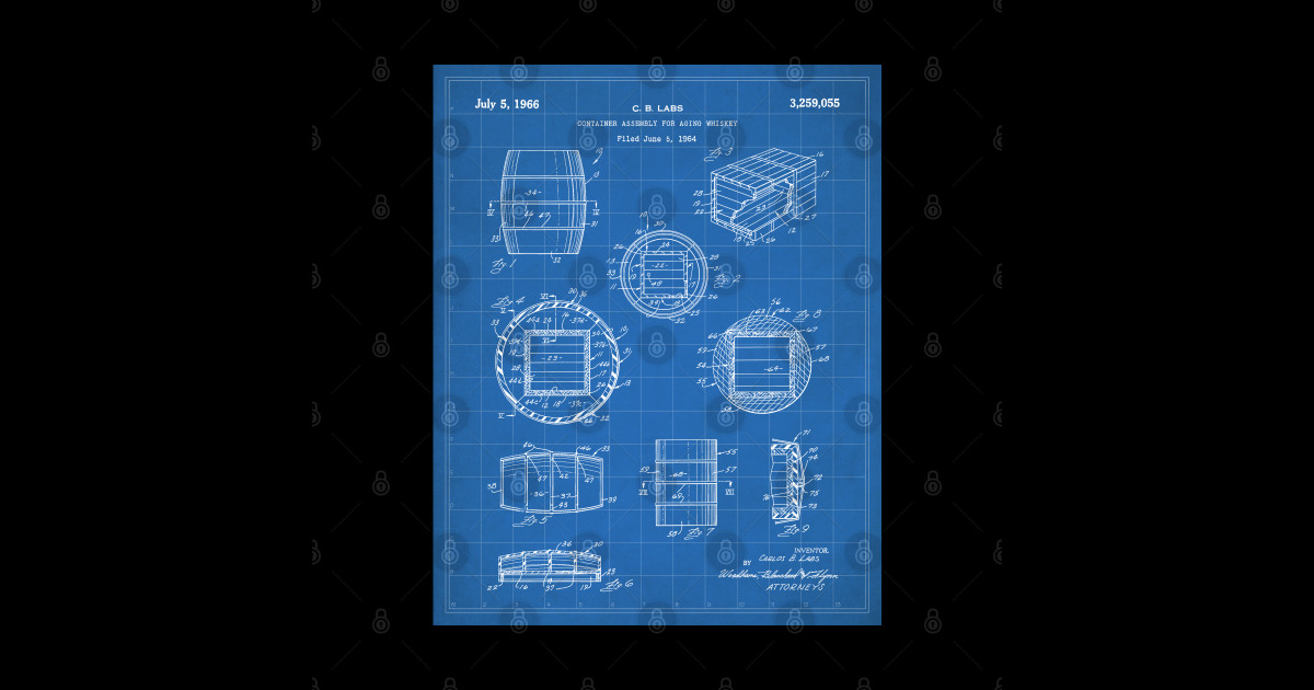 Whisky Barrel Patent - Whisky Art - Blueprint - Whisky Barrel - Posters ...