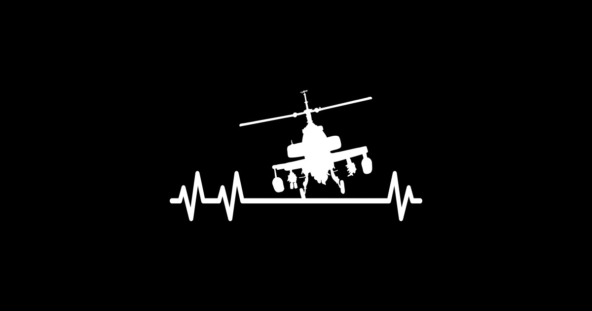 Attack Helicopter Military Aviation Heartbeat - Aviation - Sticker ...