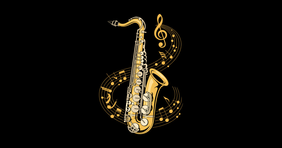 Music Notes Treble Clef Saxophonist Jazz Musician Saxophone - Saxophone ...