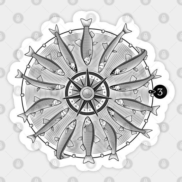 Wheel of Fish - Fishingtshirt - Sticker | TeePublic