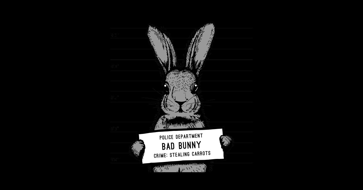 Mugshot Bad Rabbit Funny - Bunny Rabbit - Sticker | TeePublic