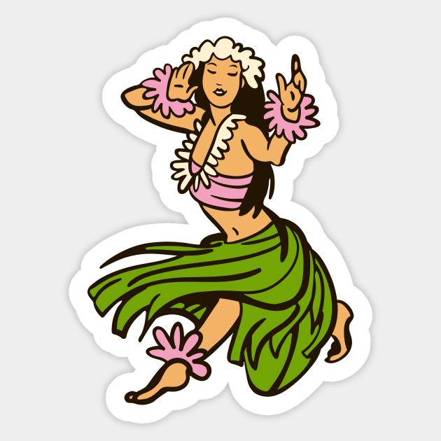 Hawaiian Hula Dancer Illustration - Hawaiian Hula Dancer - Sticker ...