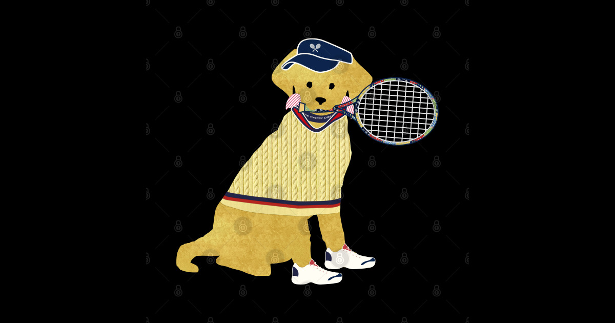 Preppy Golden Retriever Tennis Dog - Dogs - Sticker | TeePublic