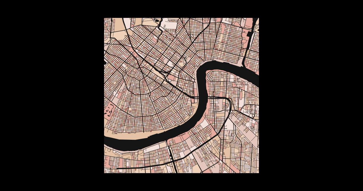 New Orleans Map Pattern in Soft Pink Pastels - New Orleans Map ...
