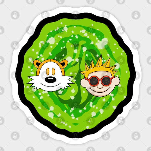 Two Head Calvin and Hobbes - Two Head Calvin And Hobbes - Sticker ...