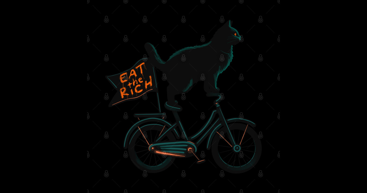 Eat The Rich Cat On A Bicycle - Eat The Rich - Sticker | TeePublic
