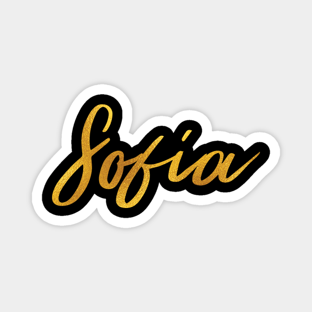 Sofia Name Hand Lettering in Faux Gold Letters - Sofia - Magnet | TeePublic