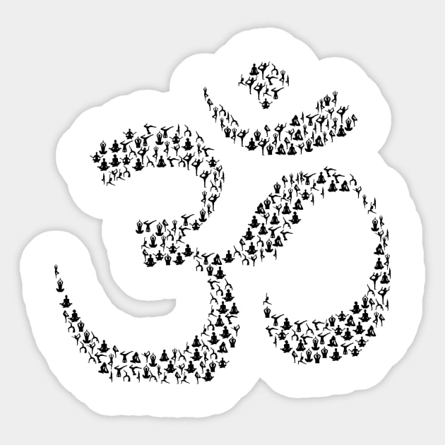 Black and White Aum Om Symbol Sign Yoga Poses - Yoga Poses - Sticker ...