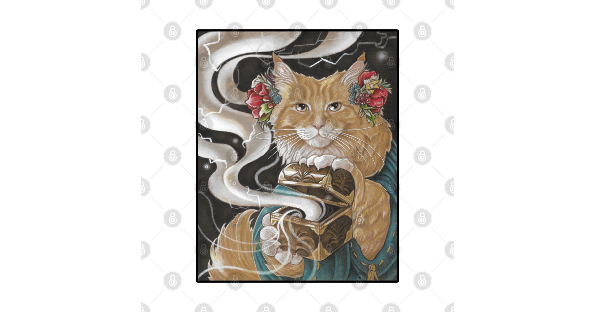 Pandora Cat - Black Outlined Version - Fantasy - T-Shirt | TeePublic