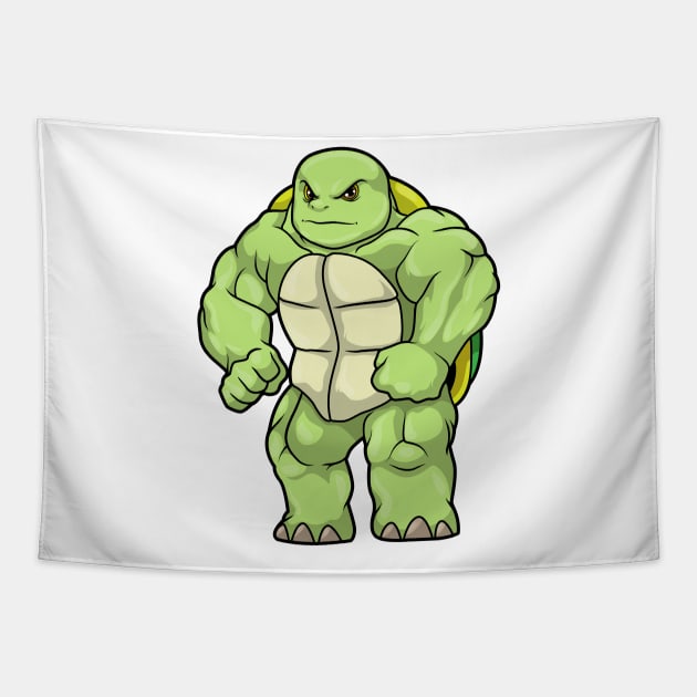 Turtle as Bodybuilder with Six pack - Bodybuilding - Tapestry | TeePublic