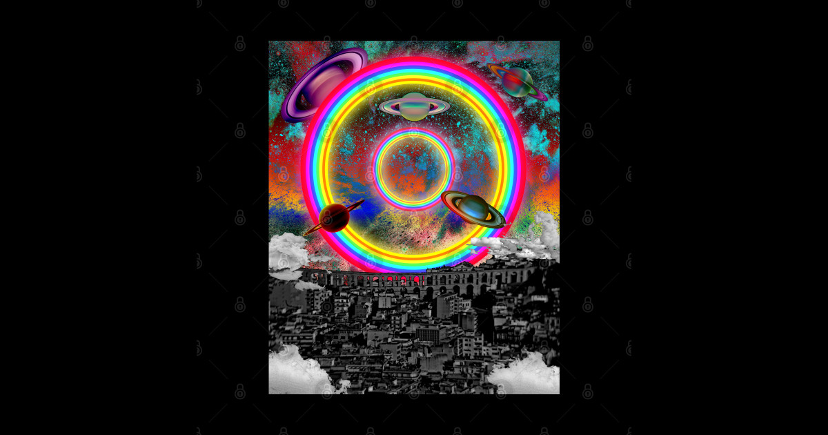 Saturnine Trippy Space Collage - Saturn Themed Rainbow Collage ...