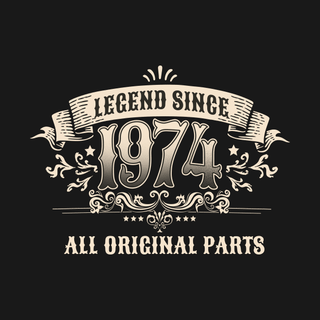 Retro Vintage Birthday Legend Since 1974 - Legend Since - T-Shirt ...
