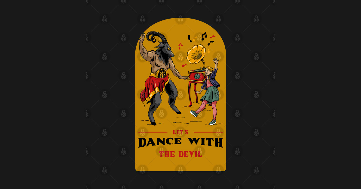 Funny Retro "Let's Dance With The Devil" Parody - Baphomet - T-Shirt ...
