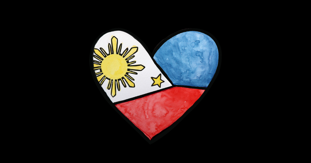 Philippines Flag Heart - Philippines Flag Heart - Sticker | TeePublic