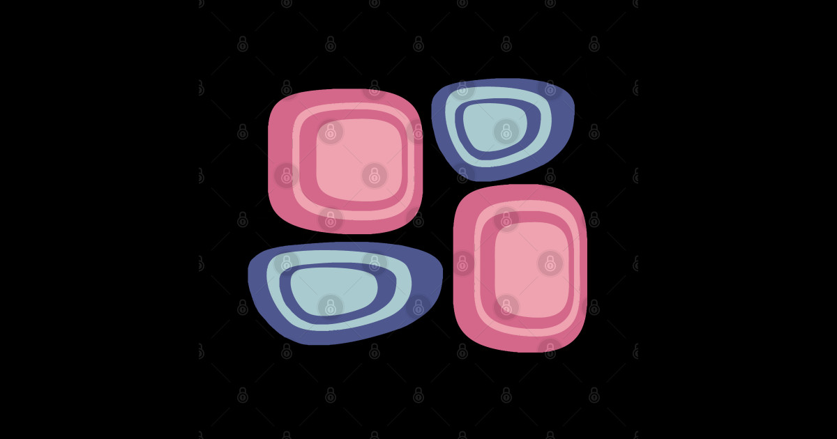 Retro Odd Squares shapes in Blue and Pink - Retro Vintage - Sticker ...