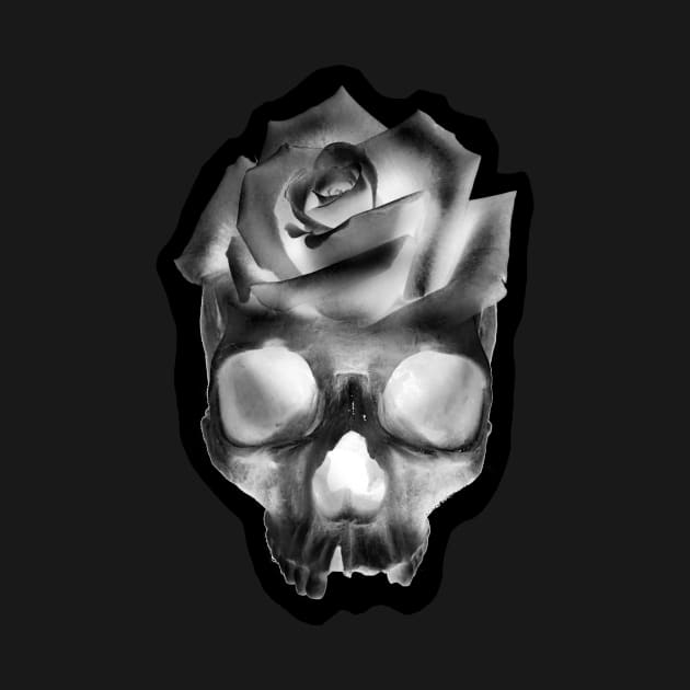 Negative Skull Rose - Skull - T-Shirt | TeePublic