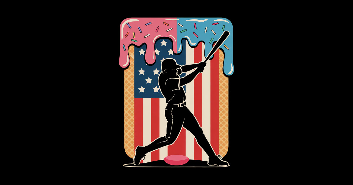 Baseball Drip Bat Boys Ice Cream American Flag 4th Of July - American ...