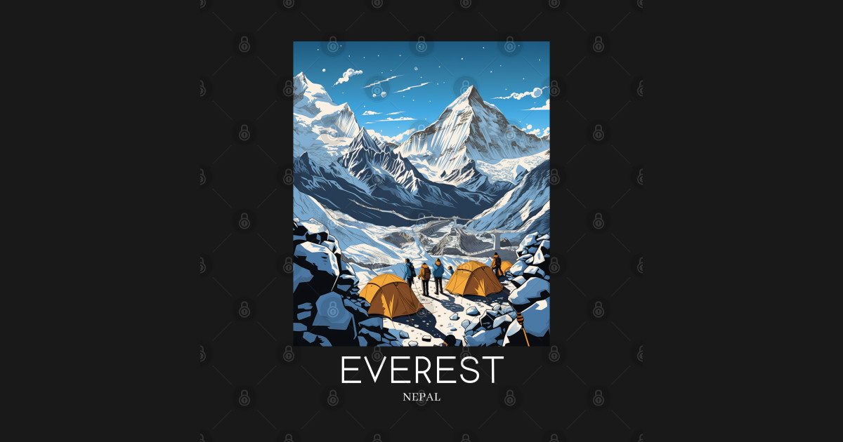 A Pop Art Travel Print of Mount Everest - Nepal - Everest - T-Shirt ...