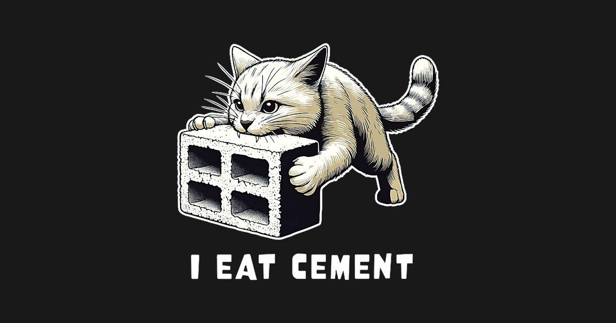 I Eat Cement Cursed Cat Funny Weird Meme - I Eat Cement - T-Shirt ...