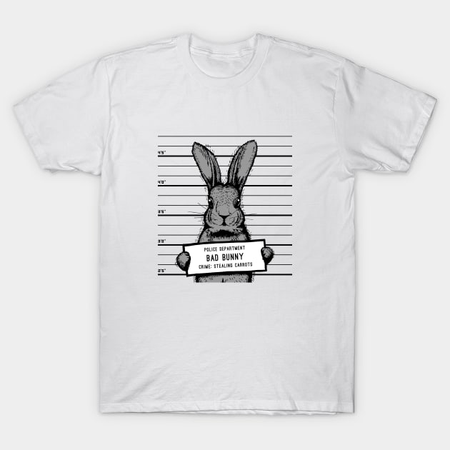 Mugshot Bad Rabbit Funny - Bunny Rabbit - T-Shirt | TeePublic