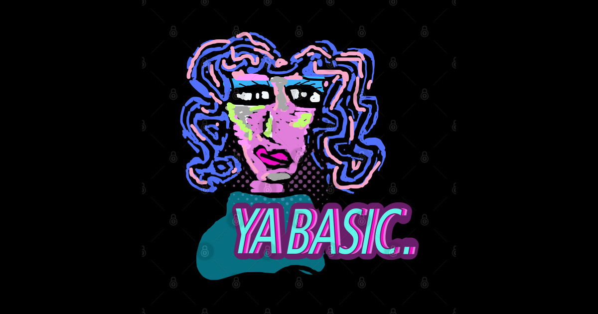 Ya basic drawing of a girl with curly hair, big eyes in blue, pink ...