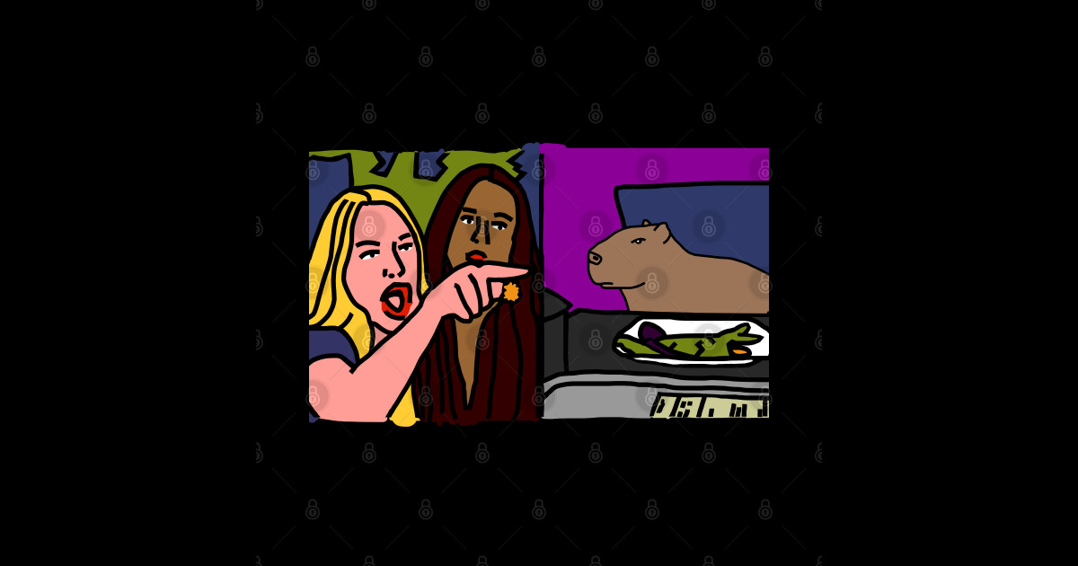 Capybara and Woman Yelling at Cat Funny Memes - Funny - Posters and Art ...