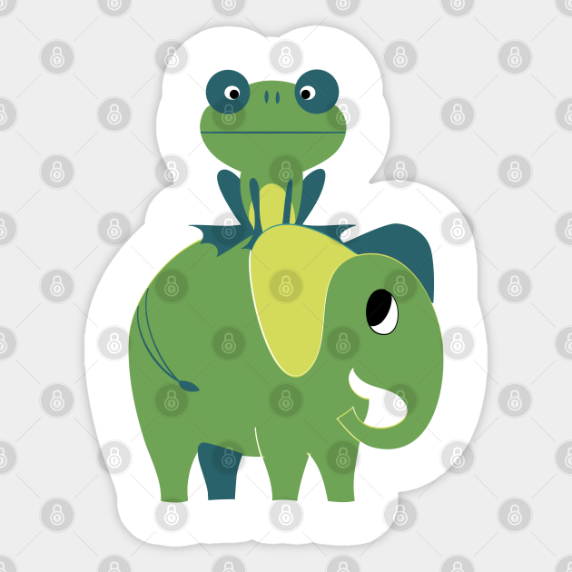Frog on Elephant - Frog And Elephant - Sticker | TeePublic