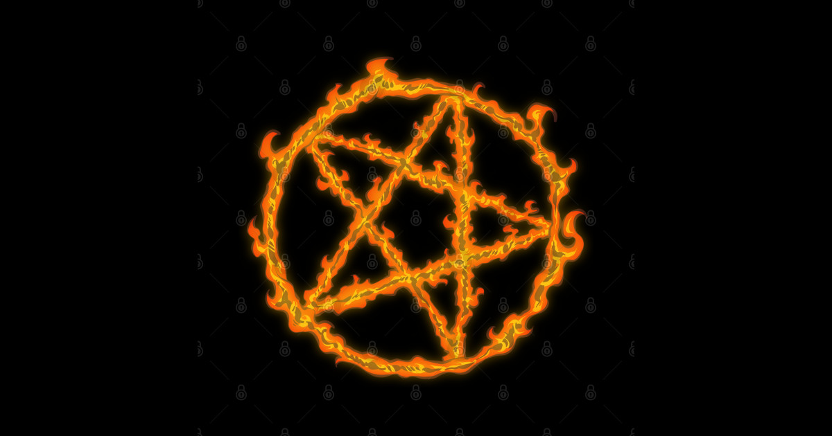 Pentagram of Flames - Flaming Pentagram - Sticker | TeePublic