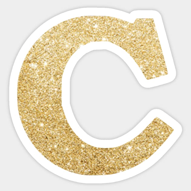 The Letter C Gold Metallic Design - Sticker - Sticker | TeePublic